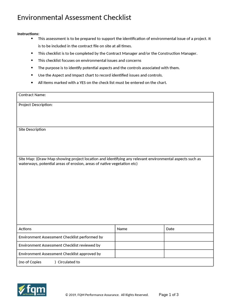 Environmental Assessment Checklist | PDF | Waste | Surface Runoff
