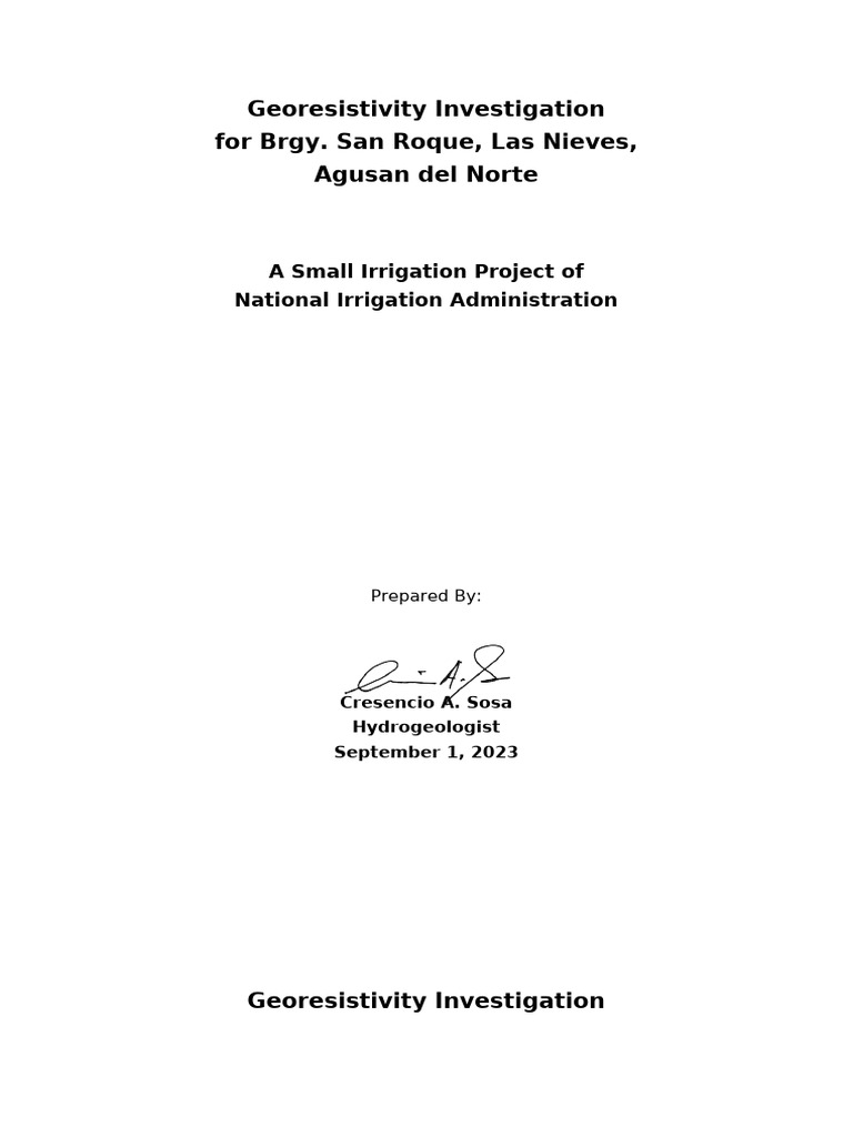 Georesistivity Study for San Roque Irrigation | PDF | Groundwater ...