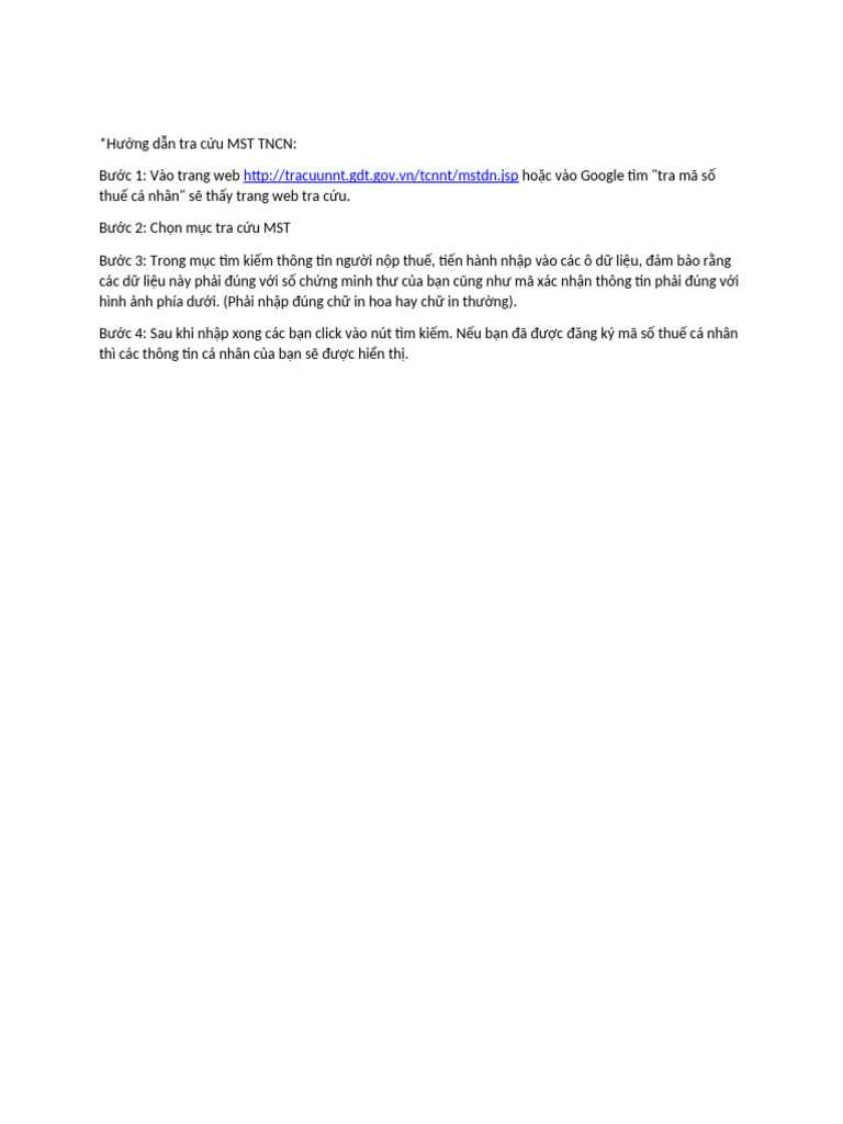 Huong Dan Tra Cuu MST TNCN | PDF