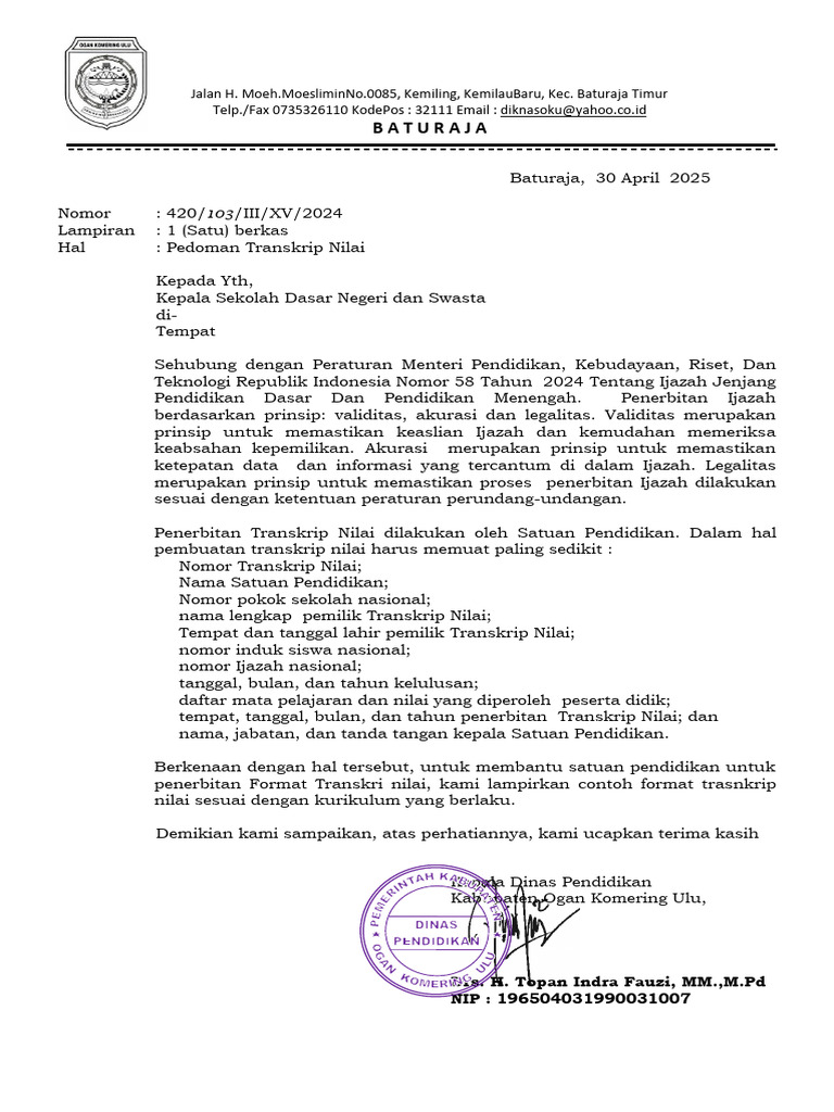 Format Transkrip Nilai | PDF