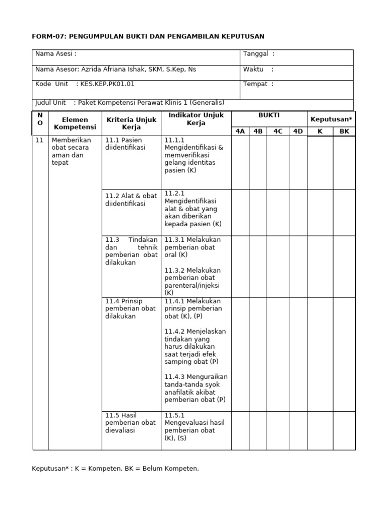 14. FORM - 07 Pengumpulan bukti dan Pengambilan Keputusan EK11 | PDF