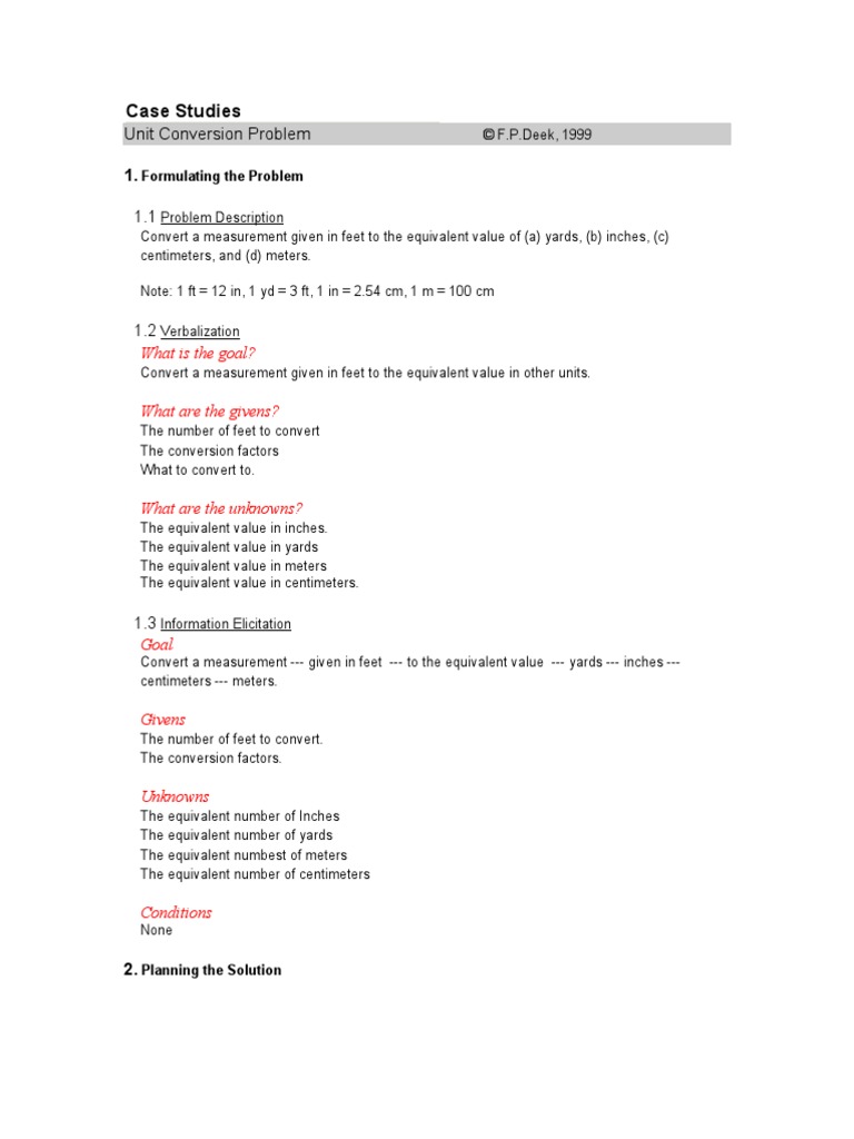 Case Studies C++ | PDF | Foot (Unit) | Input/Output