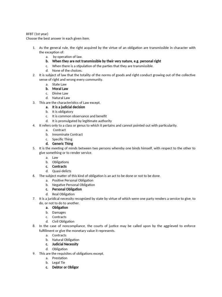 Reviewer II (ObliCon) | PDF | Law Of Obligations | Damages