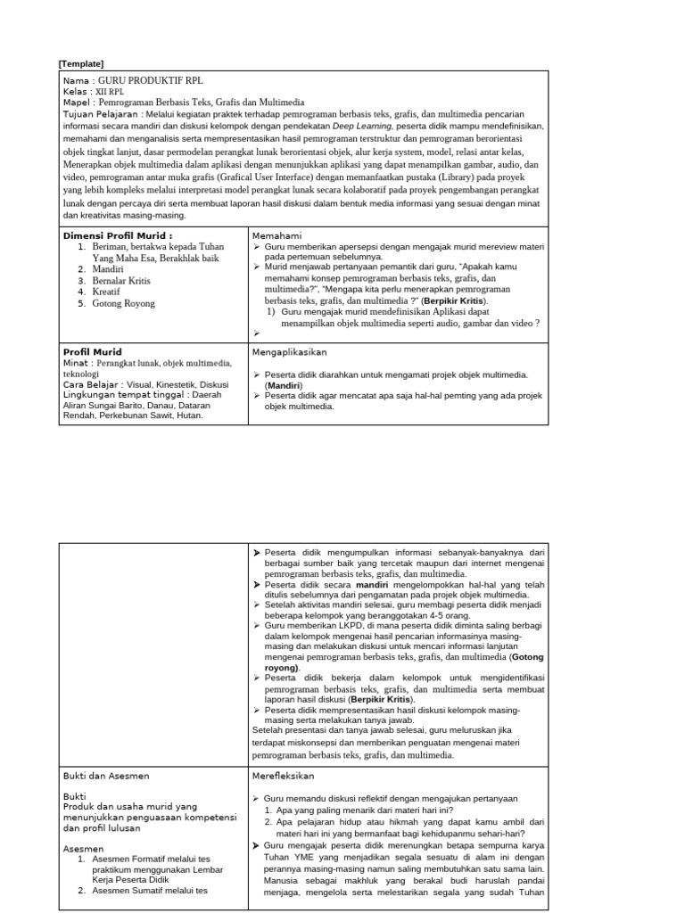 Template - RPP Deep Learning | PDF