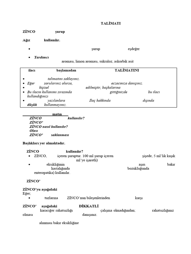 Rnse7 Zinco25mg-5 ML Şurup KÜB | PDF