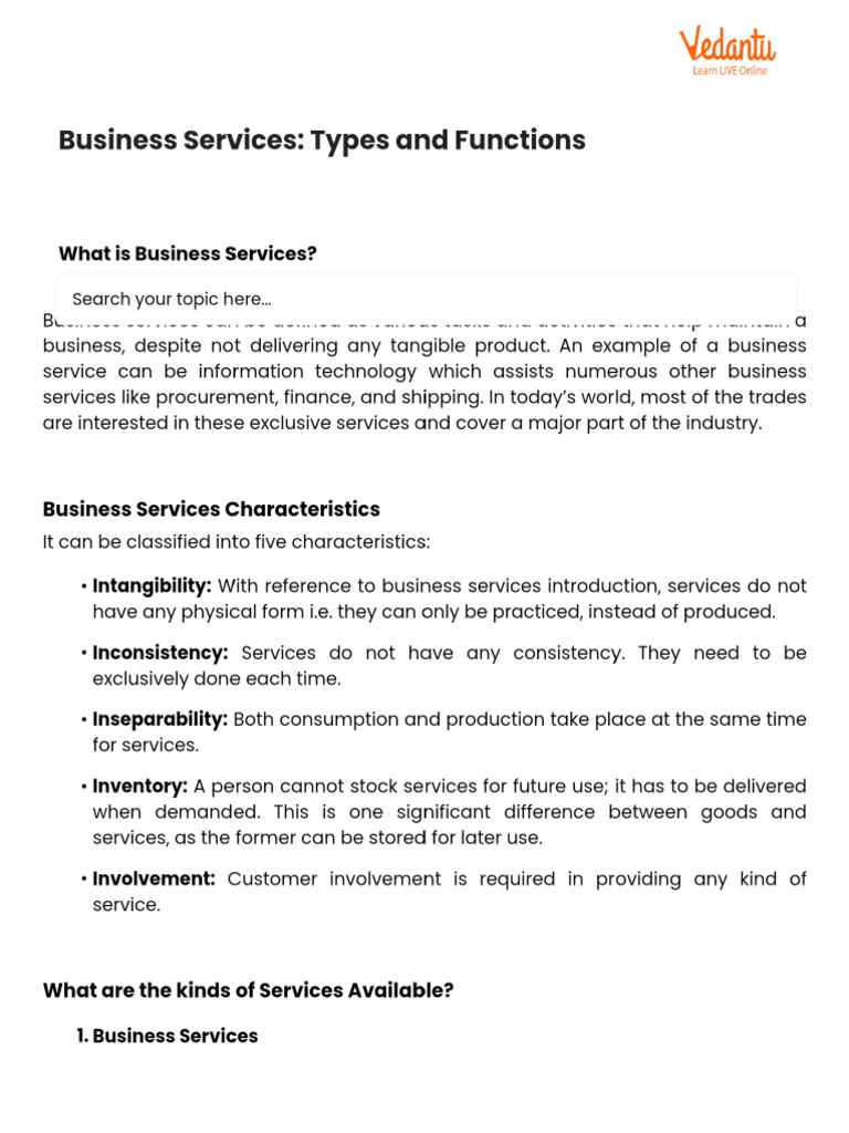 Business Services - Types and Functions | PDF