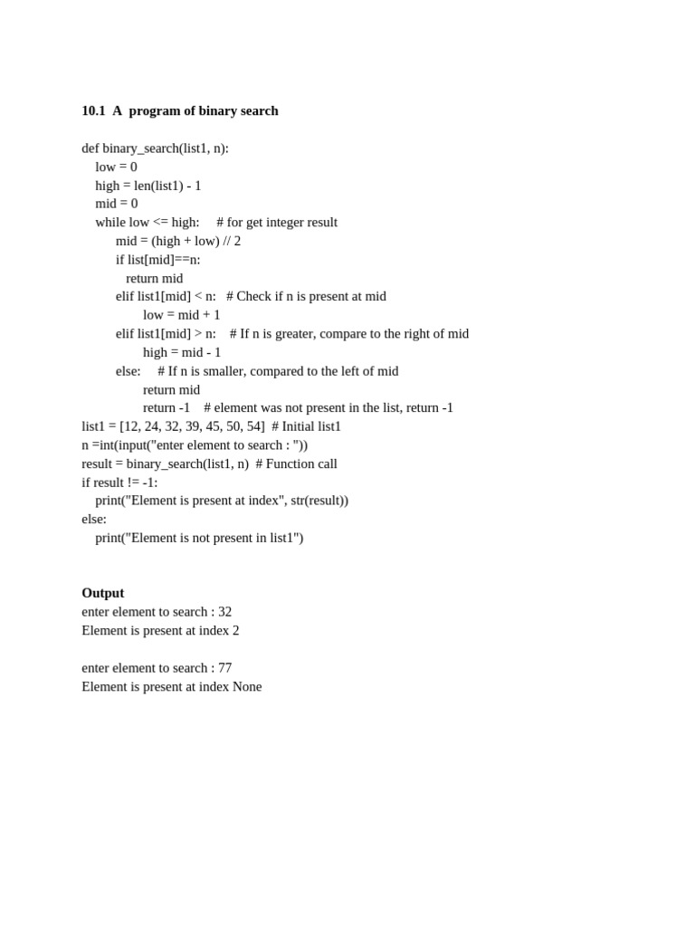 Binary Search and SQL Commands in Python | PDF