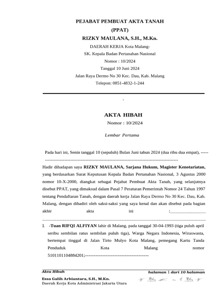 Akta Hibah Hat | PDF