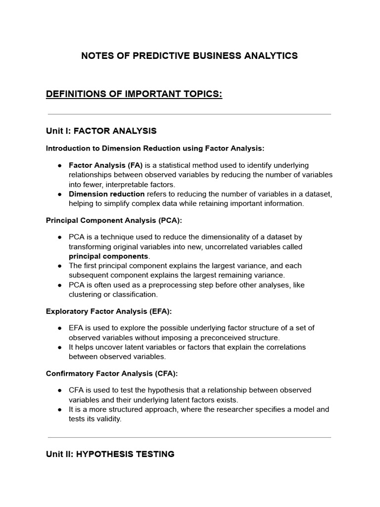 PREDICTIVE BUSINESS ANALYTICS Sem 4 | PDF | Principal Component ...