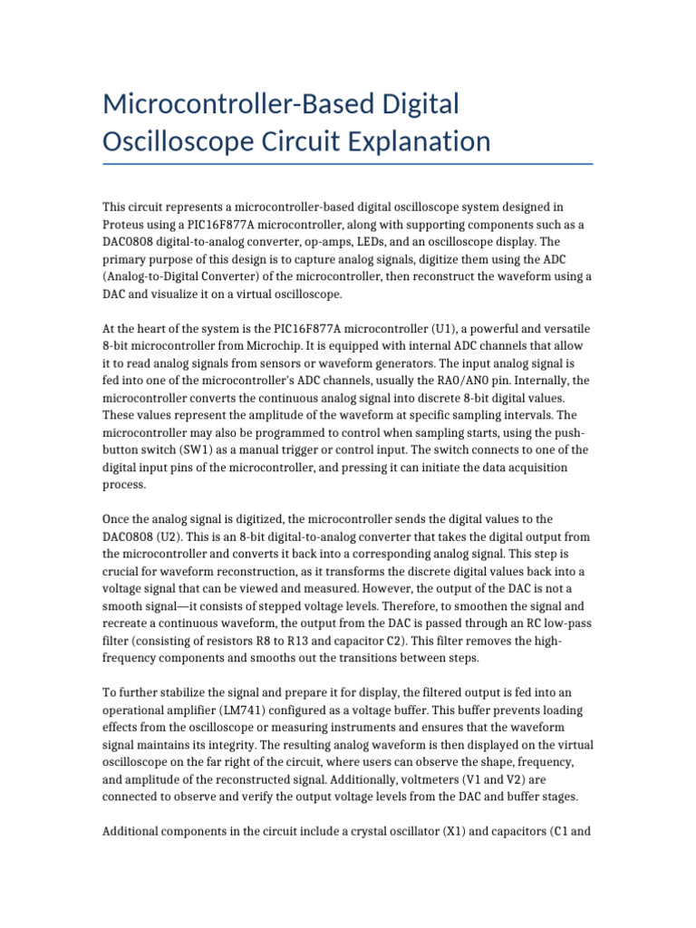 Digital Oscilloscope Circuit Explanation | PDF | Analog To Digital ...