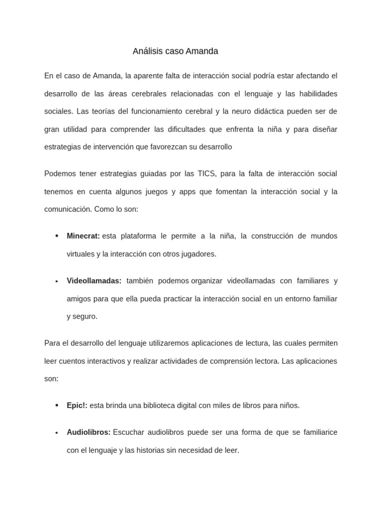 Análisis Caso Amanda | PDF