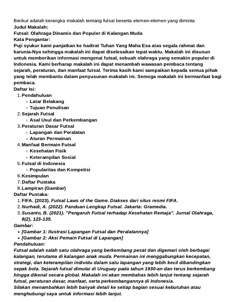 Berikut Adalah Kerangka Makalah Tentang Futsal Beserta Elemen-elemen ...