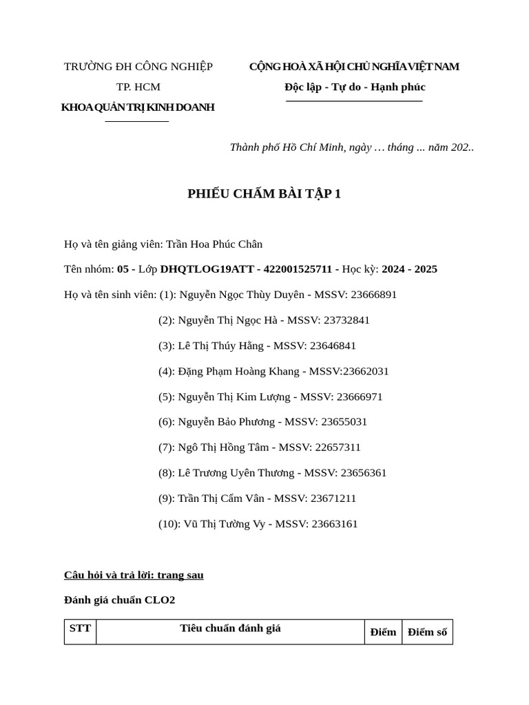 Nhóm 5-BT TH C Hành 1-DHLOG19ATT | PDF
