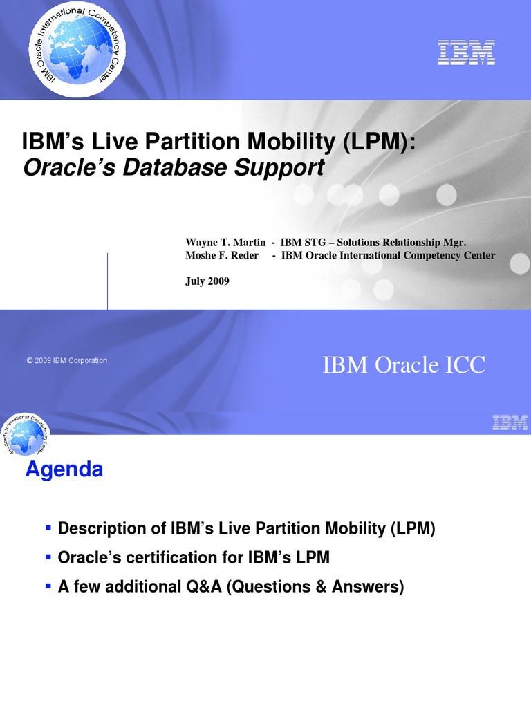 IBM LPM and Oracle DB Support 071309 Version 4 | PDF | Oracle Database ...