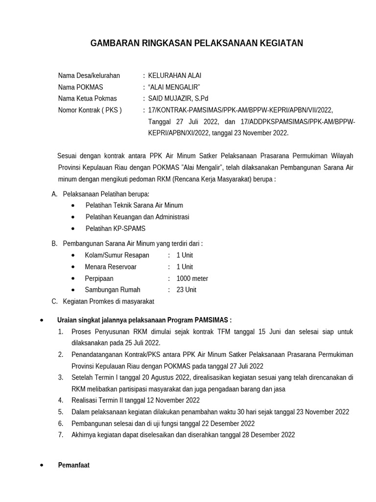 1. Laporan Singkat lampiran LP2K Oke | PDF