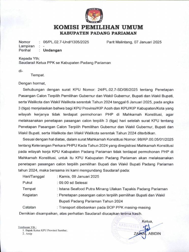 06 Und Penetapan Calon Ketua PPK Sekab | PDF