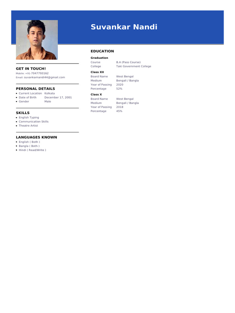 Suvankar Nandi Resume | PDF