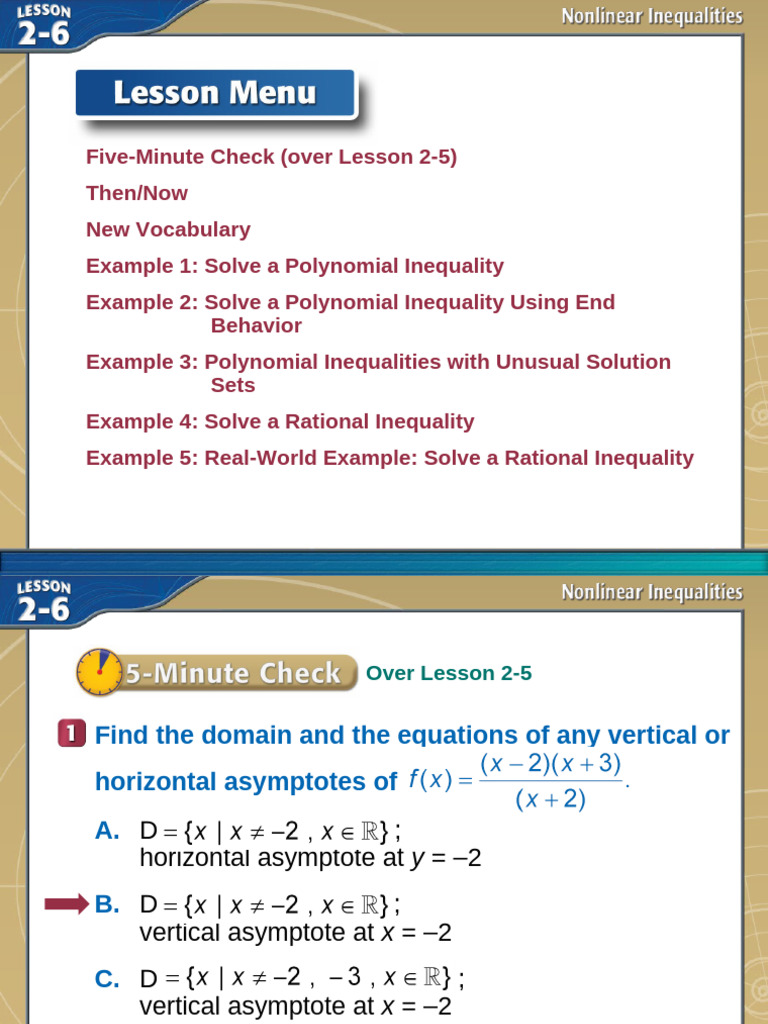 Solve Polynomial and Rational Inequalities | PDF | Asymptote | Polynomial