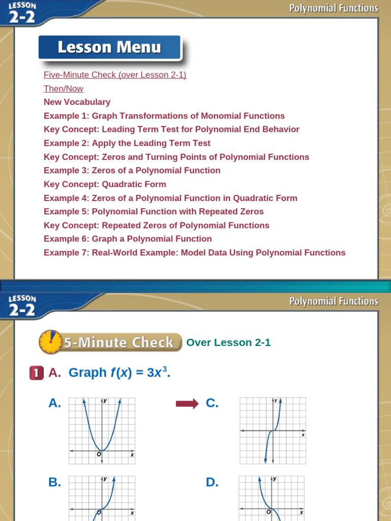 2-2 Polynomial Functions | PDF | Zero Of A Function | Factorization