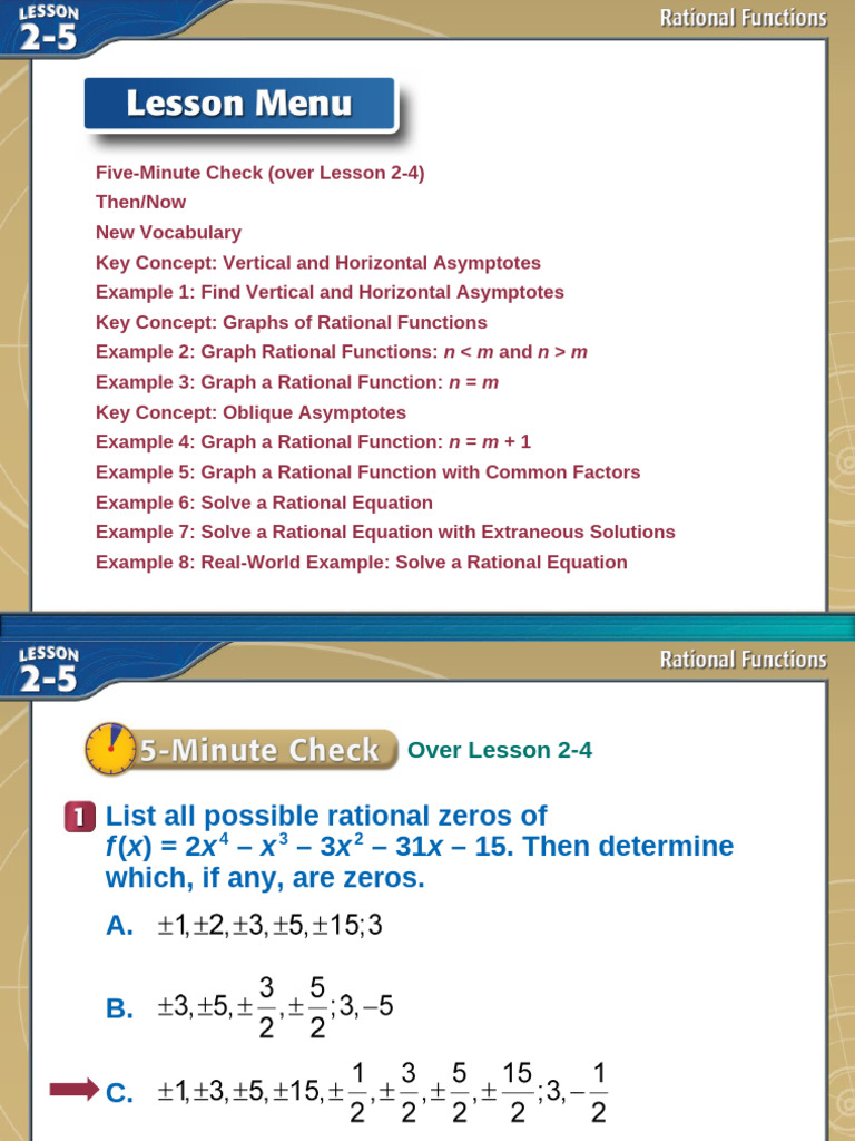 2-5 Rational Functions | PDF | Asymptote | Function (Mathematics)