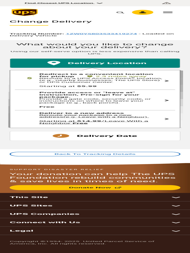 Change UPS Delivery Options Online | PDF