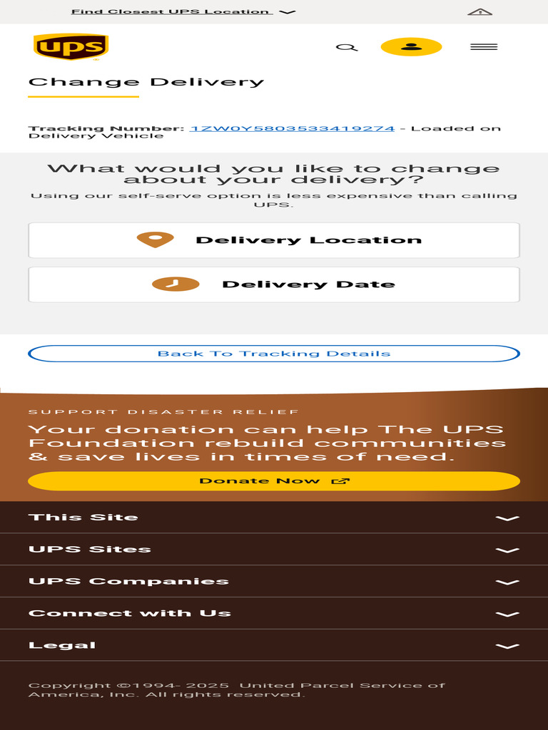 Change Delivery UPS | PDF