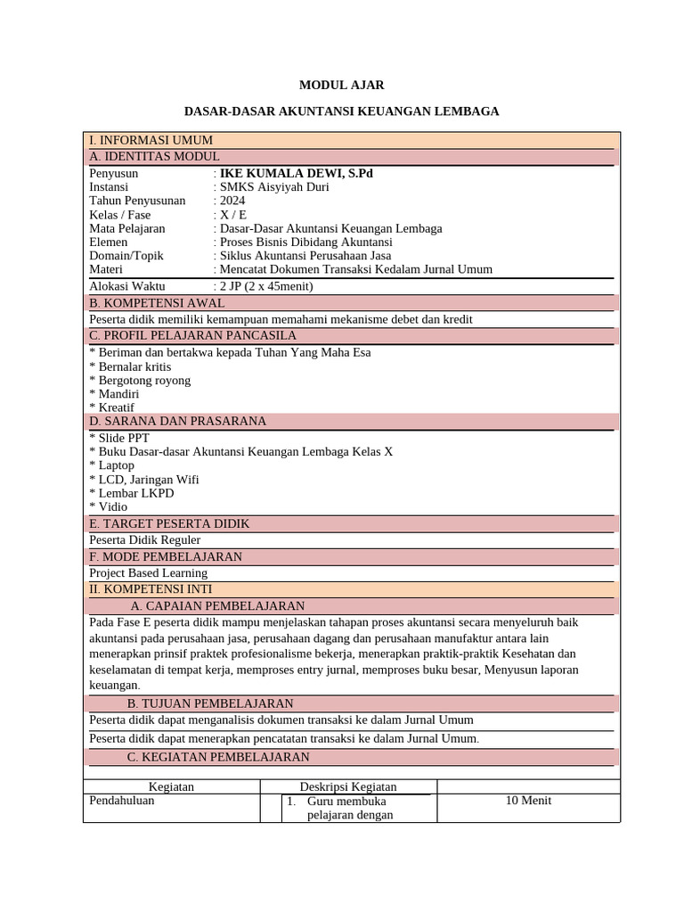 Modul Ajar Ukin New | PDF
