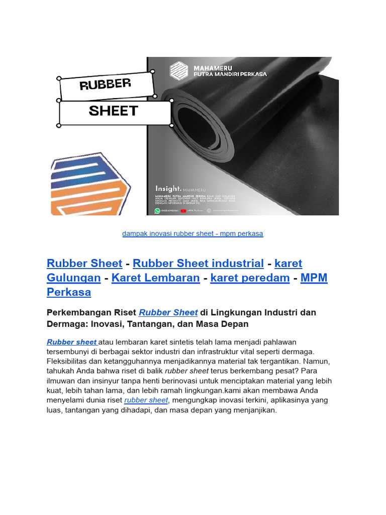 Inovasi Terkini Rubber Sheet Industri | PDF