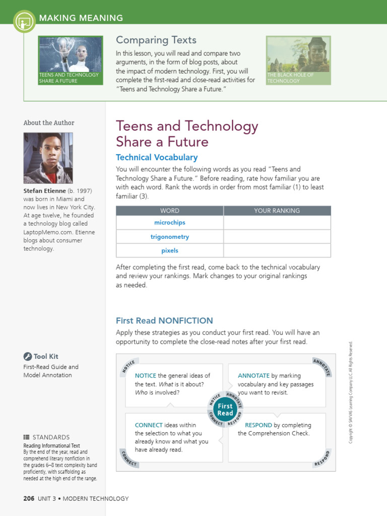 Unit 3 - Teen and Technology Share A Future | PDF | Argument | Reading ...