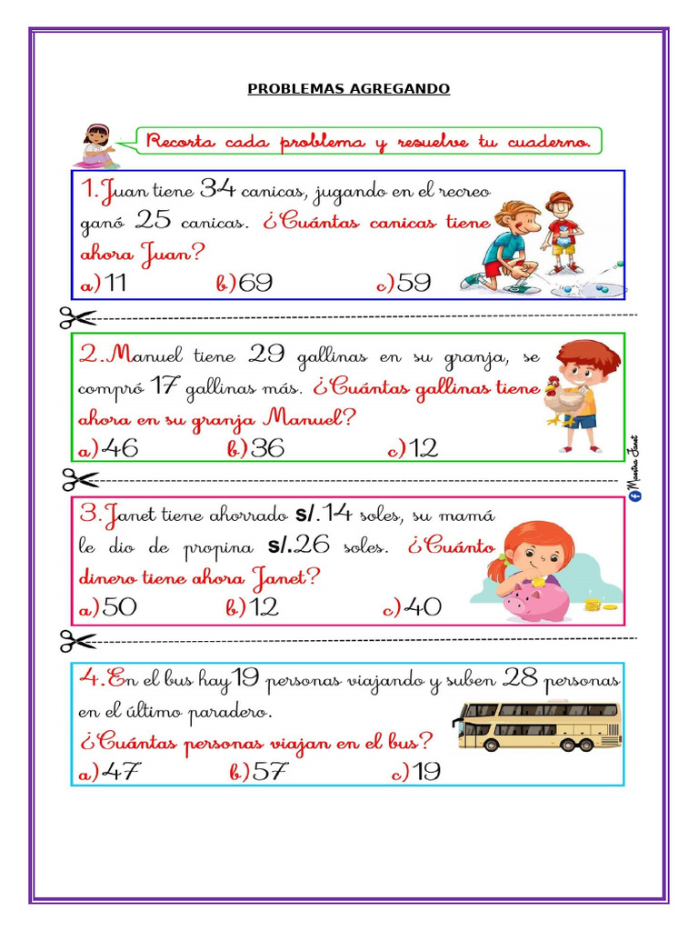 Ficha 06 Adicional Problemas de Adicion | PDF