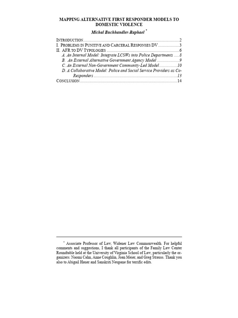 Alternative First Responder Models for DV | PDF | Violence | Domestic ...