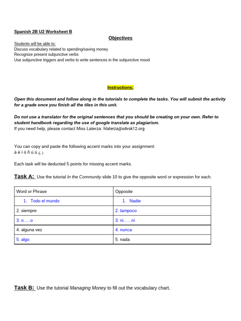 New Span 2B U2 Worksheet B | PDF | Cheque | Linguistics