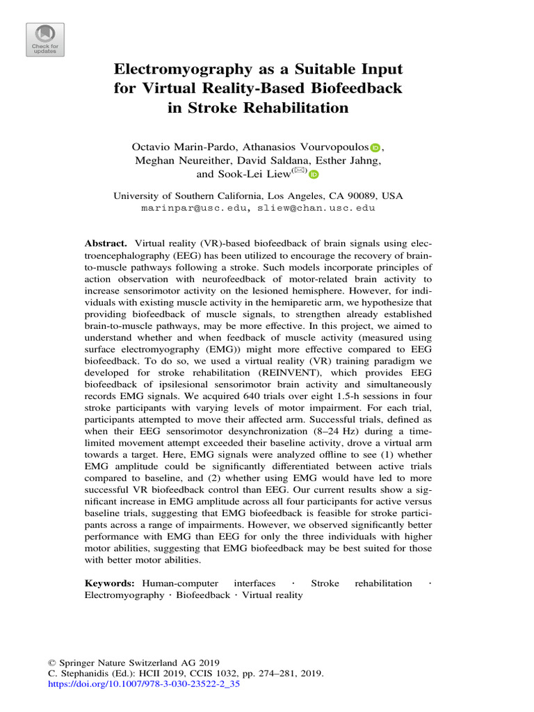 Electromyography as a Suitable Input | PDF | Electromyography | Electroencephalography