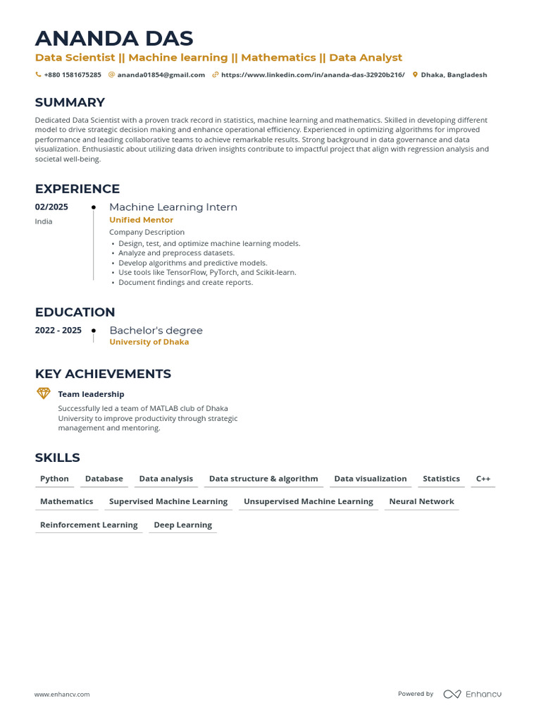 Ananda Das Resume | PDF