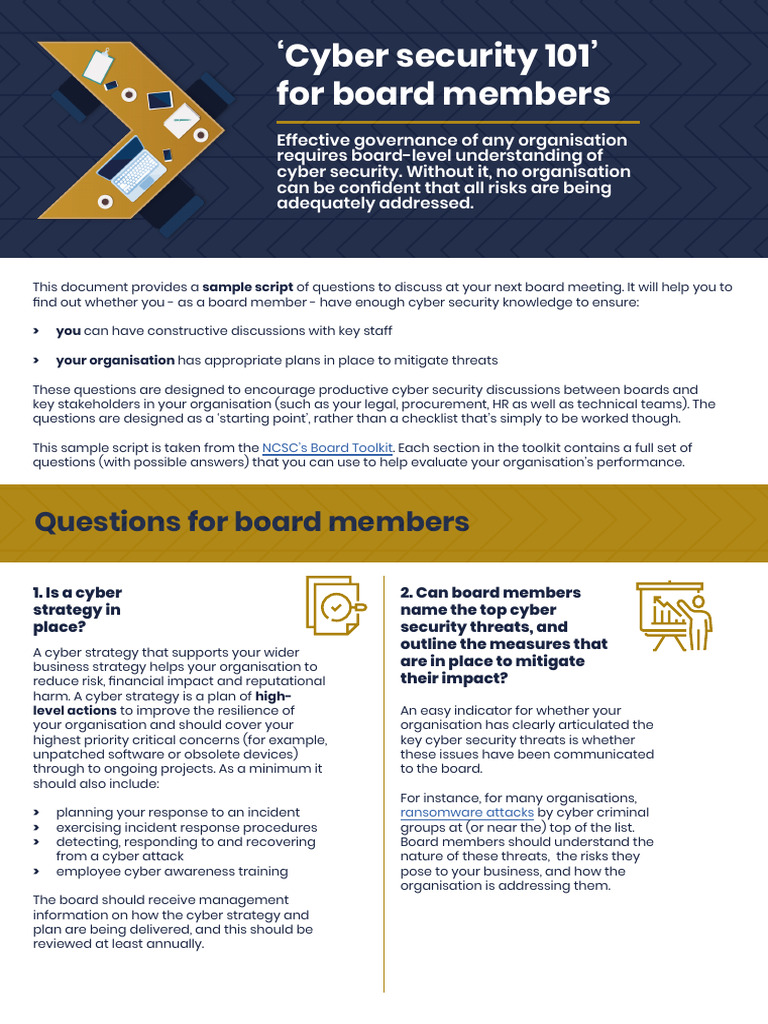 NCSC Board Toolkit Cyber Security 101 | PDF | Computer Security | Security