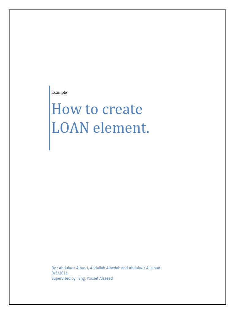 How To Create LOAN Element | PDF | Data Management | Computing