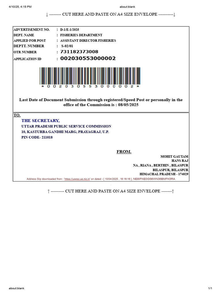 A4 Size Address | PDF
