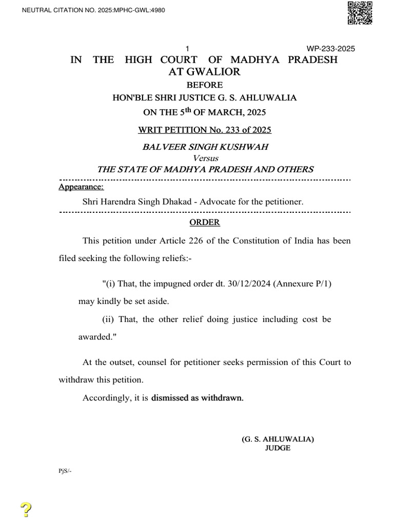 WP 233 2025 FinalOrder 05-03-2025 Digi | PDF