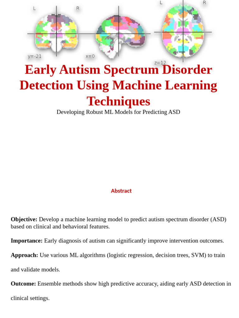Early Autism Spectrum Disorder Detection Using Machine Learning | PDF | Autism | Machine Learning