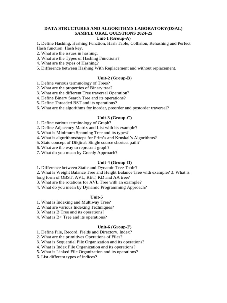 DSA Oral QuestionBank | PDF