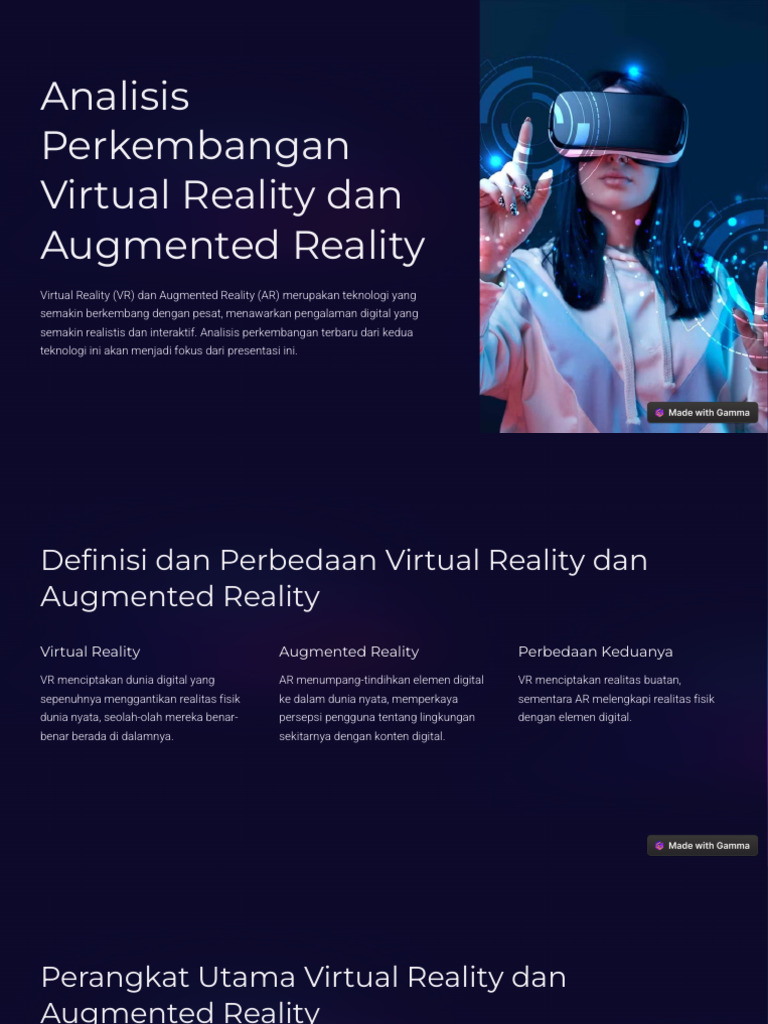 Analisis Perkembangan Virtual Reality Dan Augmented Reality | PDF