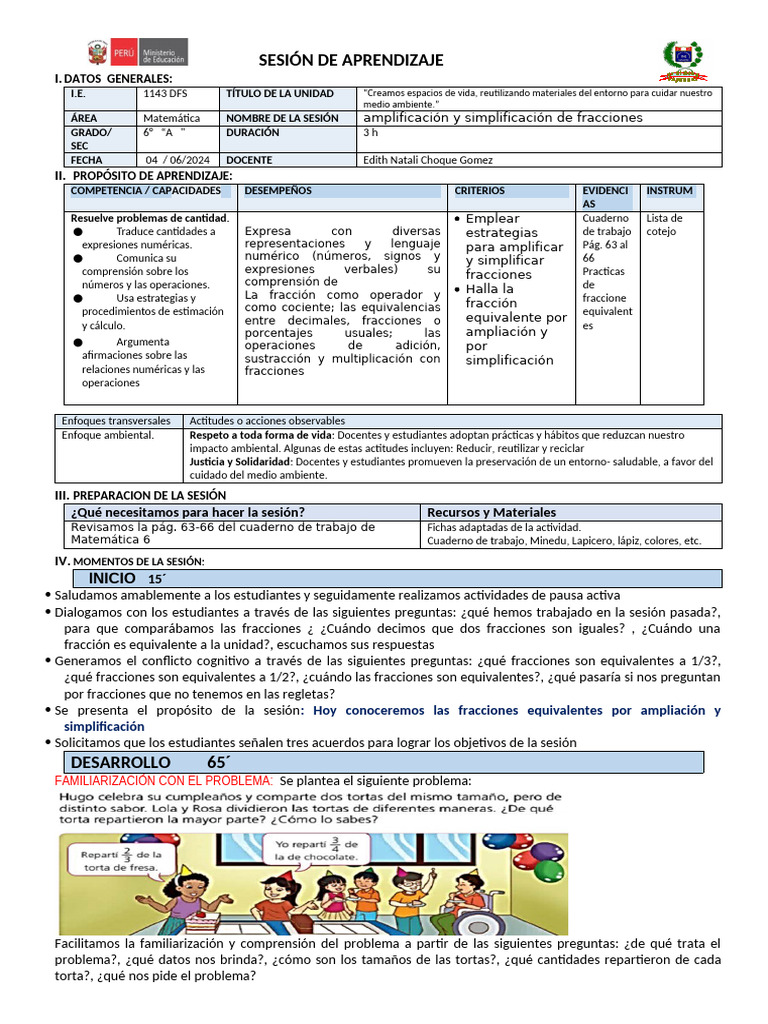 MATEMATICA 1 Amplificacion y Simplificacion de Fracciones | PDF ...