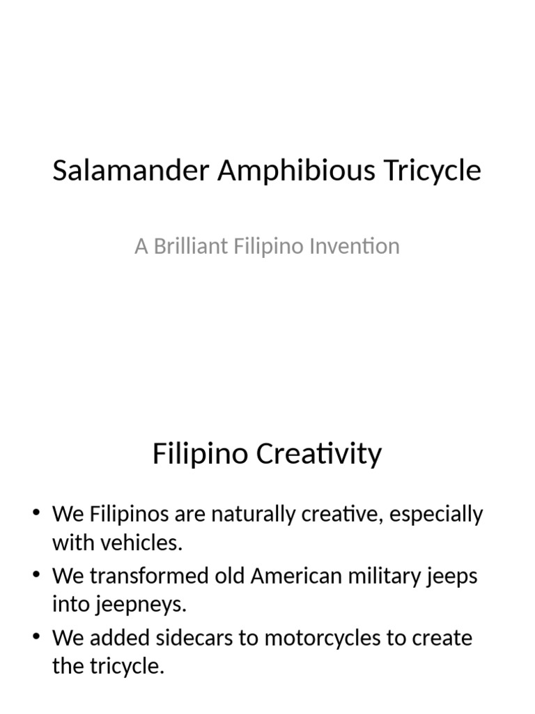 Salamander Amphibious Tricycle English Presentation | PDF