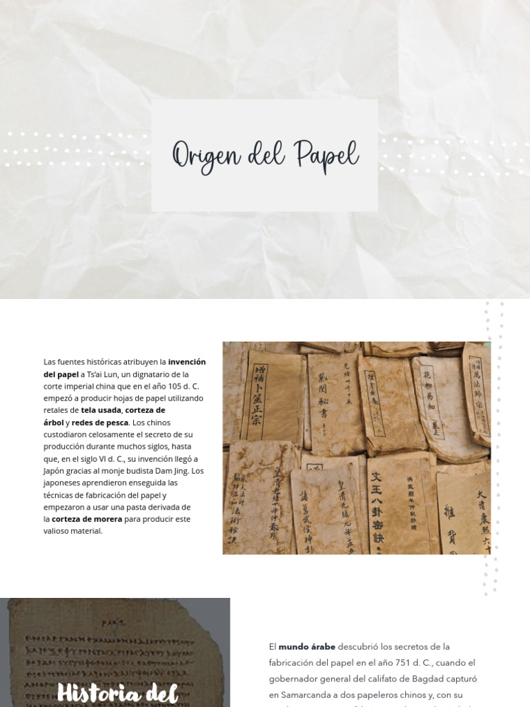Origen e historia del papel | PDF | Papel