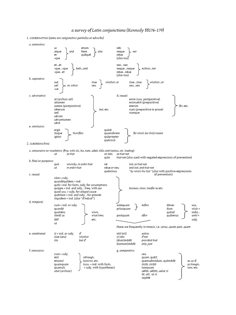 Latin Conjunctions | PDF | Syntax | Grammar