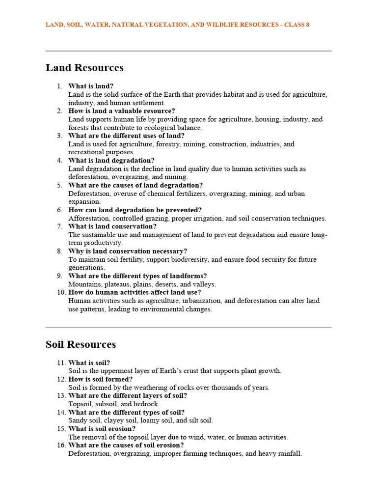 Land, Soil, Water, Natural Vegetation | PDF | Soil | Environmental Degradation