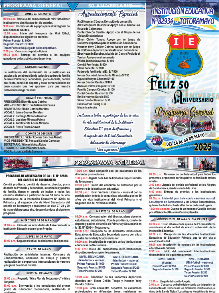 Triptico Aniversario Totoramayo1 | PDF