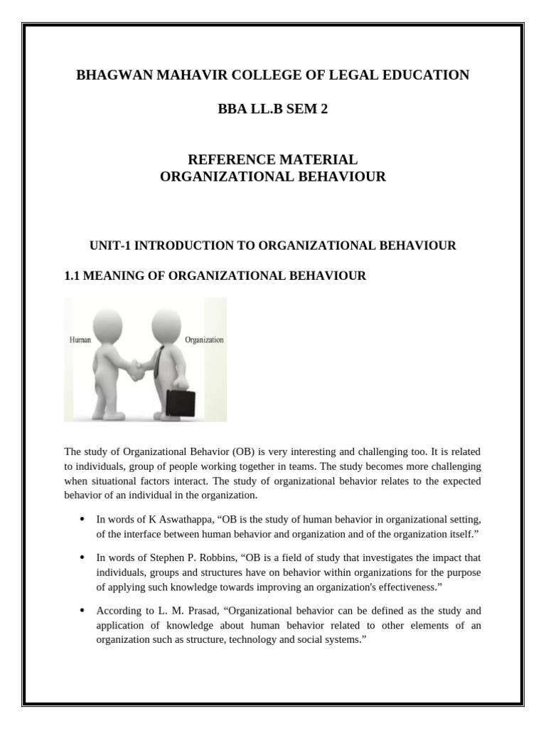 Refrence Material Organizational Behaviour | PDF | Perception | Attitude (Psychology)