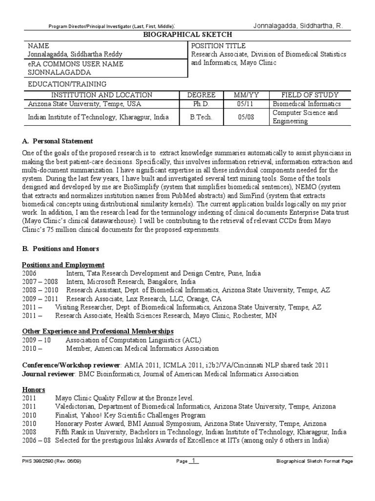 Siddhartha NIH CV Jan 2012 | PDF | Health Informatics | Computer Science