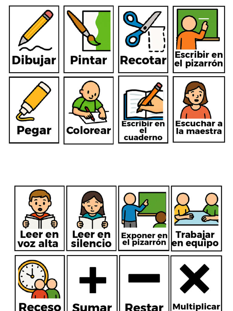 Pictogramas para Actividades Escolares | PDF
